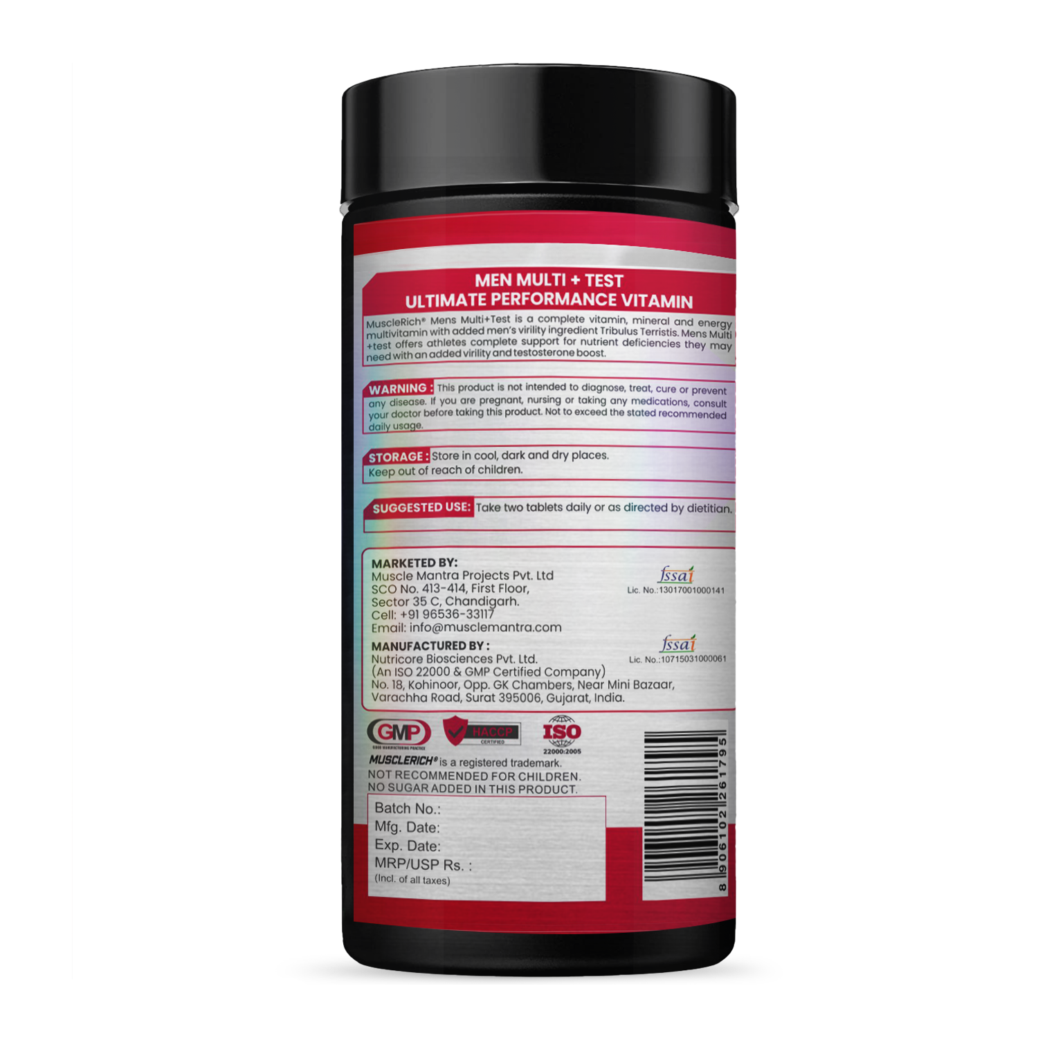 MuscleRich Men Multi+Test (Multivitamin with Testosterone Support) 60 ...