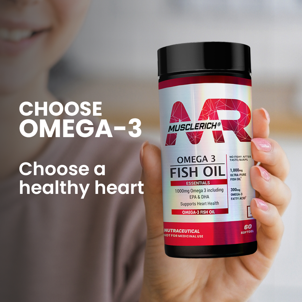 MuscleRich Omega-3 Fish Oil (1000mg Omega 3 including EPA & DHA) 60 So ...