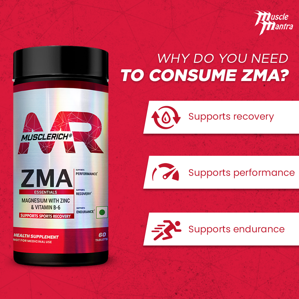 Muscle Rich ZMA (Magnesium with Zinc & Vitamin B-6) 60 Tablets – Muscle ...