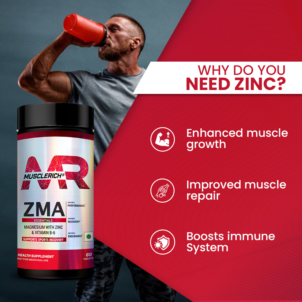 Muscle Rich ZMA (Magnesium with Zinc & Vitamin B-6) 60 Tablets – Muscle ...