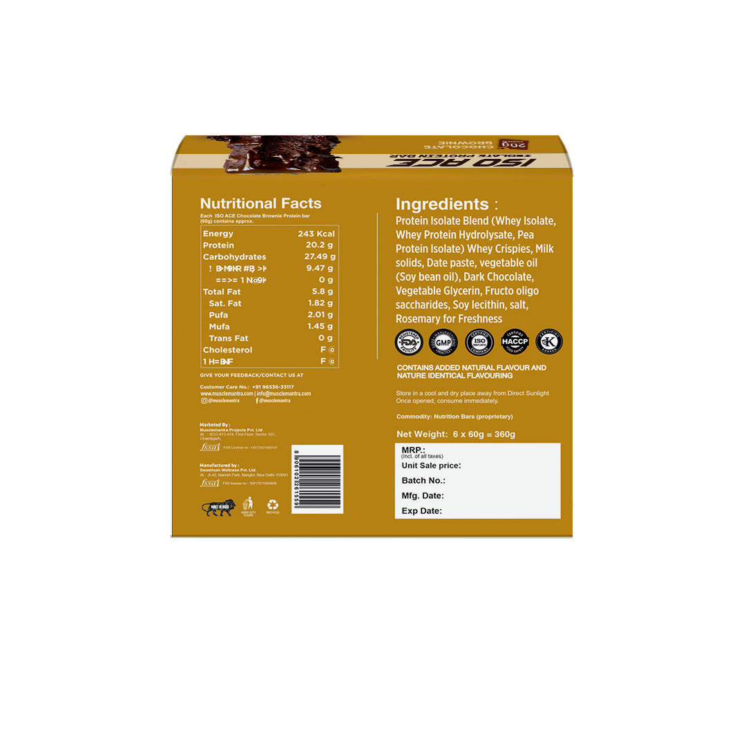 Muscle Mantra ISO ACE Isolate Protein Bar (3 Box of 6 bars each)